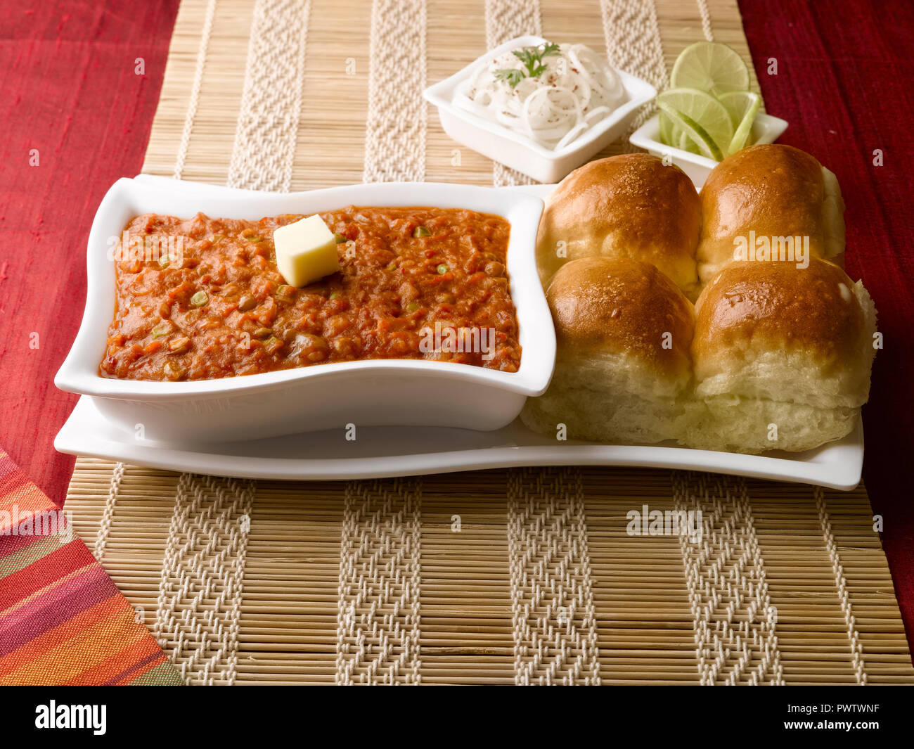 PAV BHAJI, A MIXED VEGETABLE SERVED WITH BREAD, STREET FOOD POPULAR IN ...