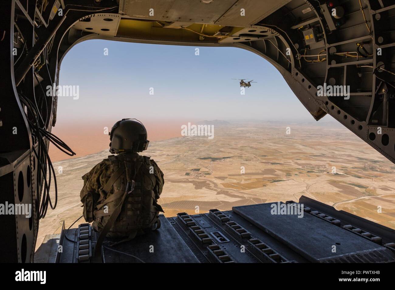 A U.S. Army Reserve CH-47 Chinook helicopter pilot deployed with Task ...