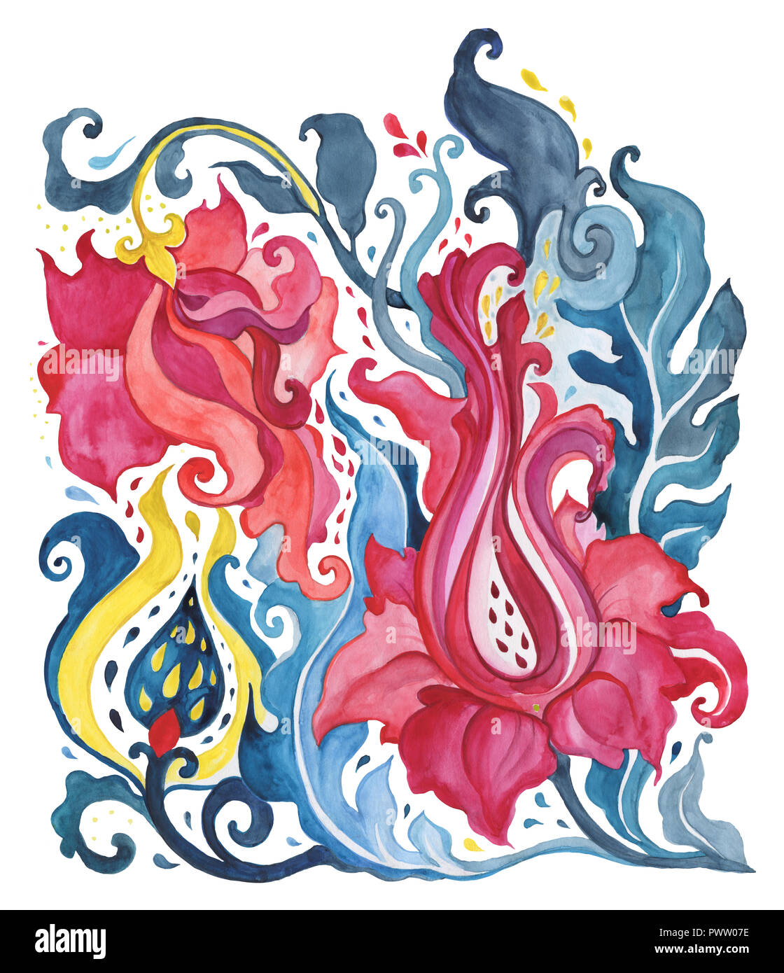 Watercolor Abstract Flower. Hand Drawn Floral Pattern Stock Photo - Alamy