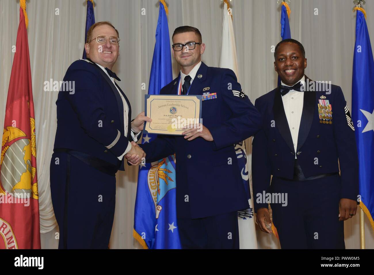 U.S. Air Force Senior Airman Jeffrey Deptula receives his graduation ...