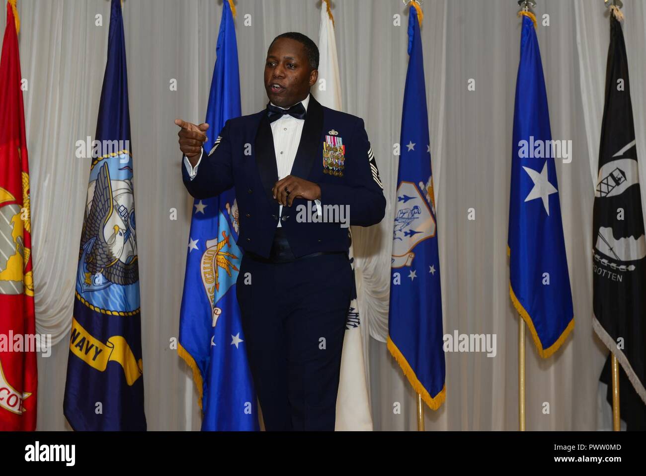 Chief Master Sgt. Terrence Edwards, 36th Wing command chief, speaks ...