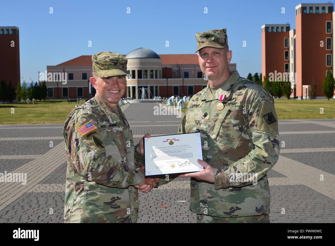 Colonel Carl J. “Jeff” Worthington (left) commander 2nd Signal Brigade ...