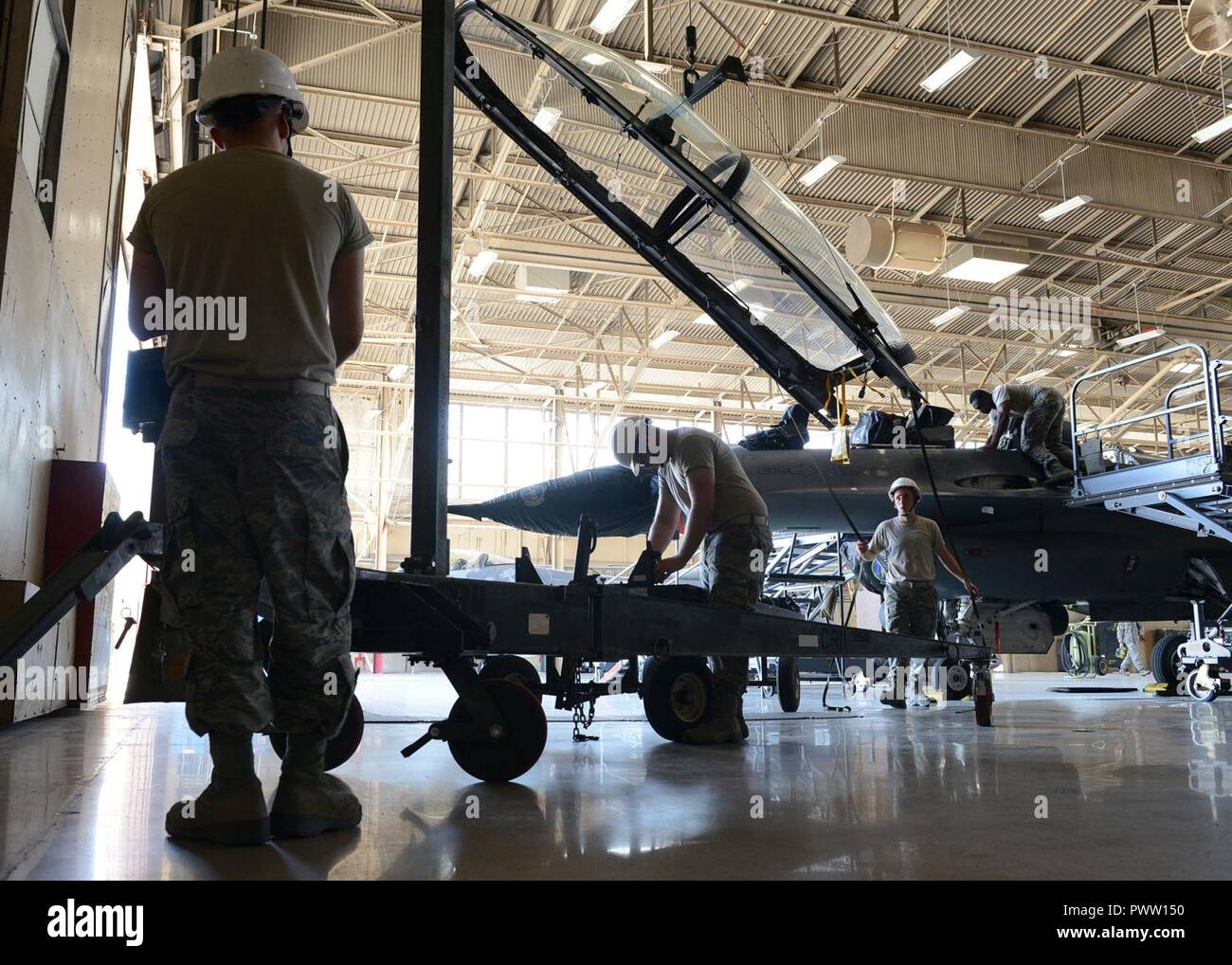 56th Component Maintenance Squadron Egress Airmen remove a canopy from ...
