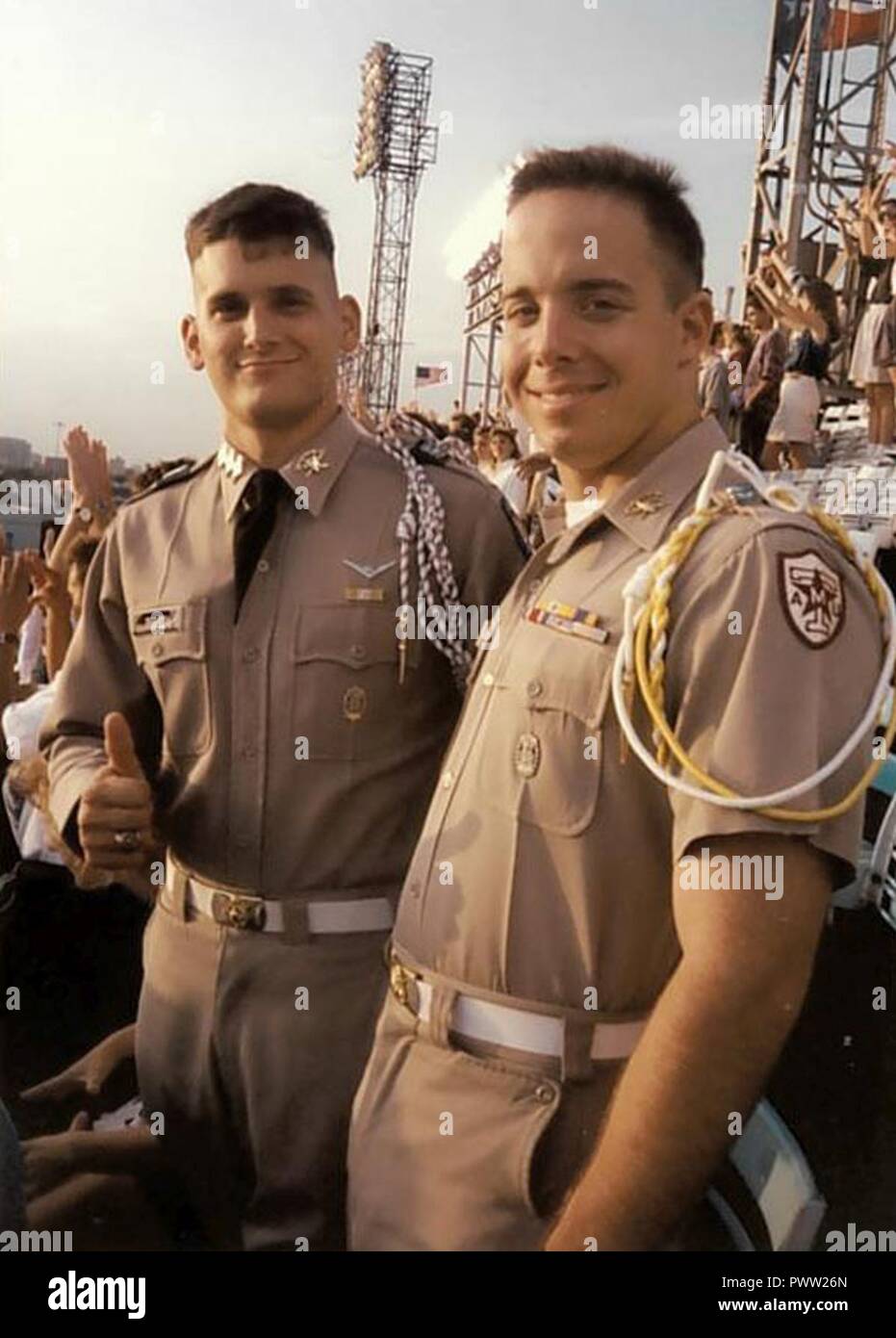 Texas A&M University cadets Douglas Thies, left, and David Vaclavik ...