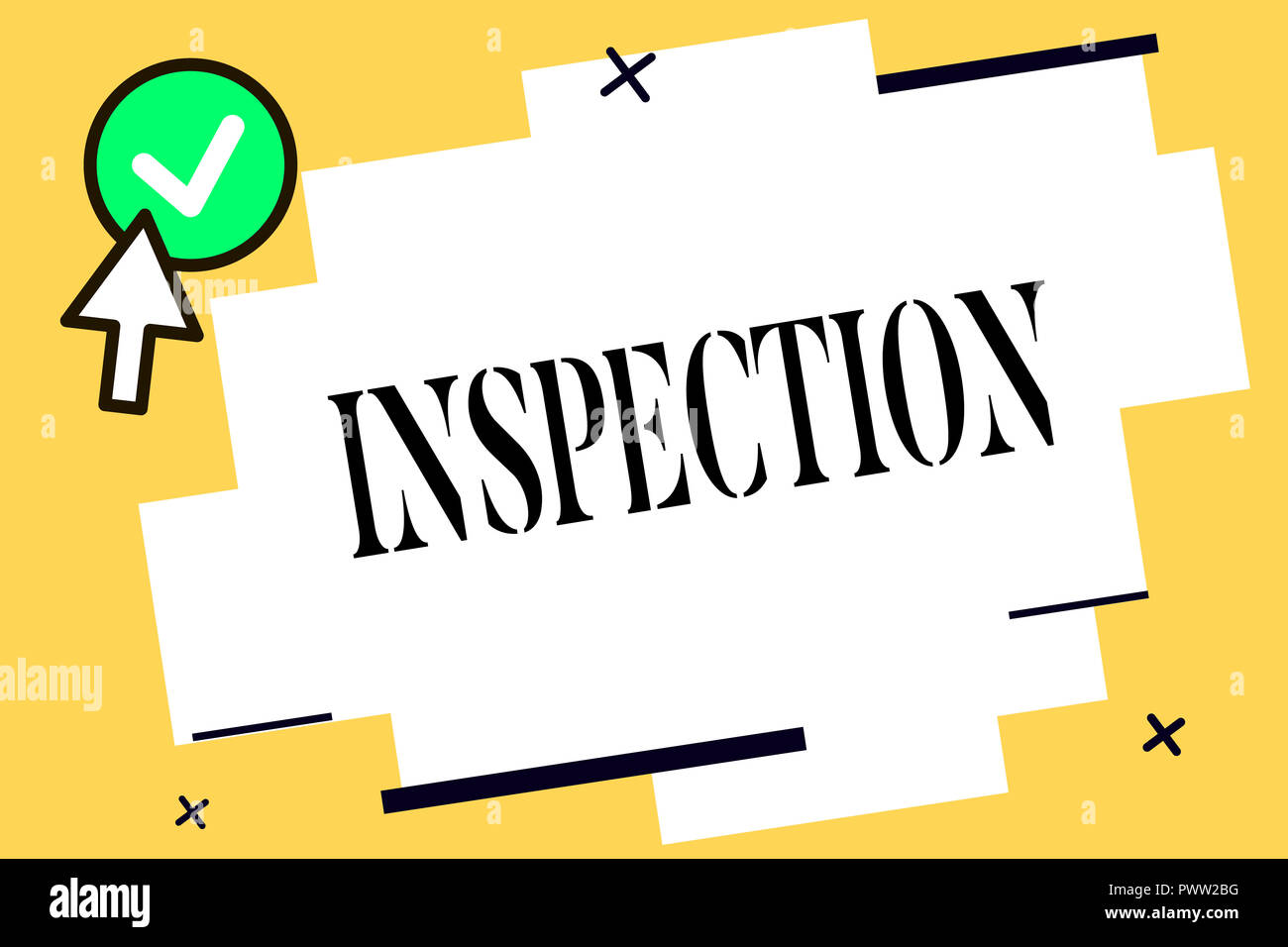 Conceptual hand writing showing Inspection. Business photo text Careful ...