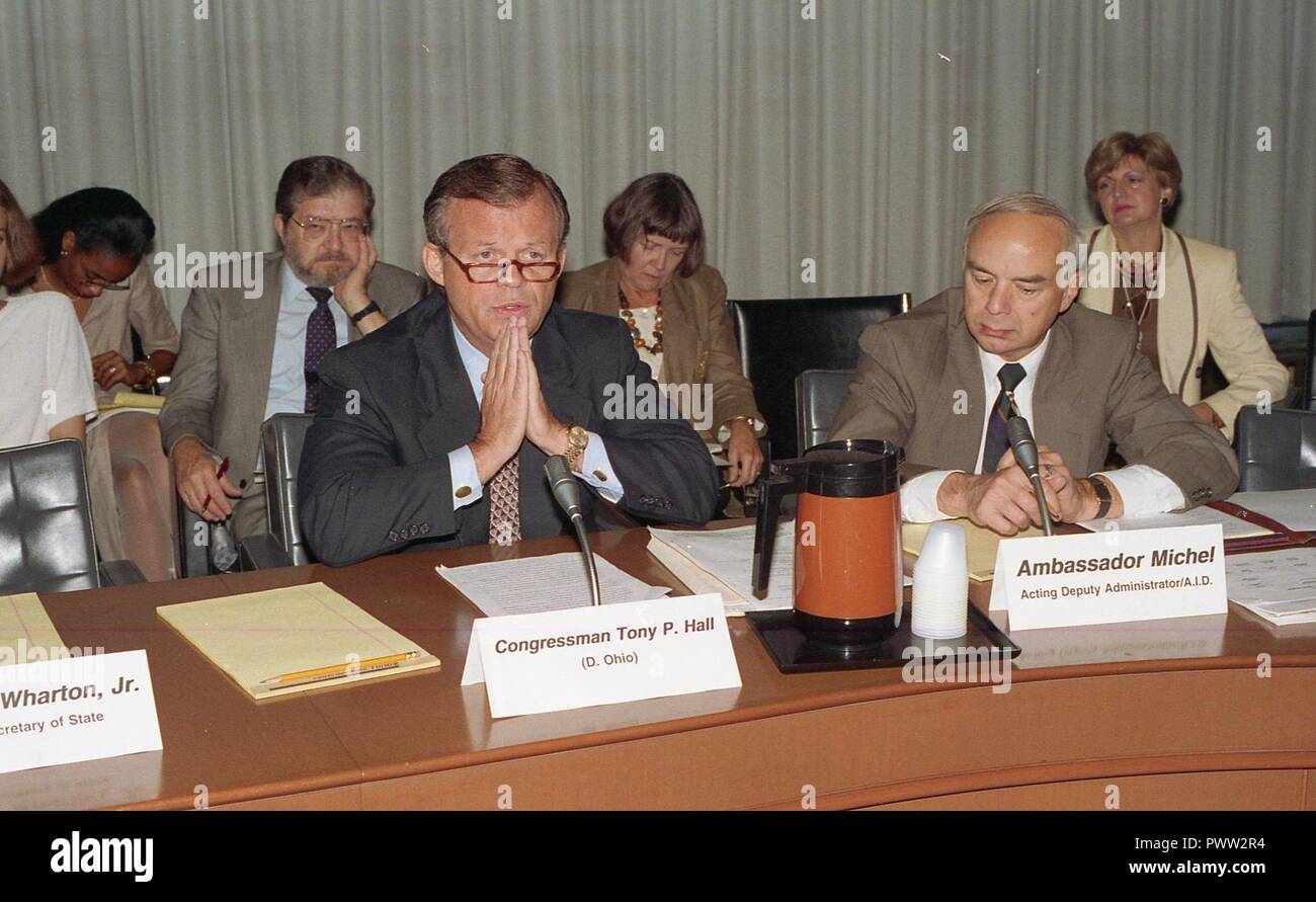 CONGRESSMAN TONY P. HALL AND AMBASSADOR MICHEL ARE HAVING A ...