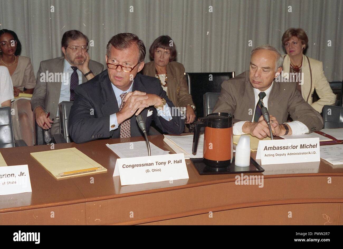 CONGRESSMAN TONY P. HALL AND AMBASSADOR MICHEL ARE HAVING A ...