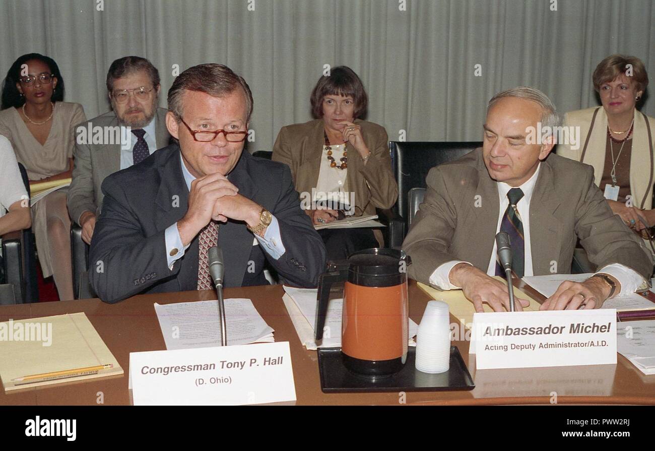 CONGRESSMAN TONY P. HALL AND AMBASSADOR MICHEL ARE HAVING A ...