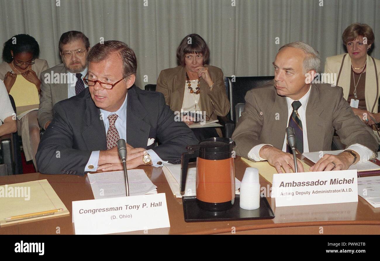 CONGRESSMAN TONY P. HALL AND AMBASSADOR MICHEL ARE HAVING A ...