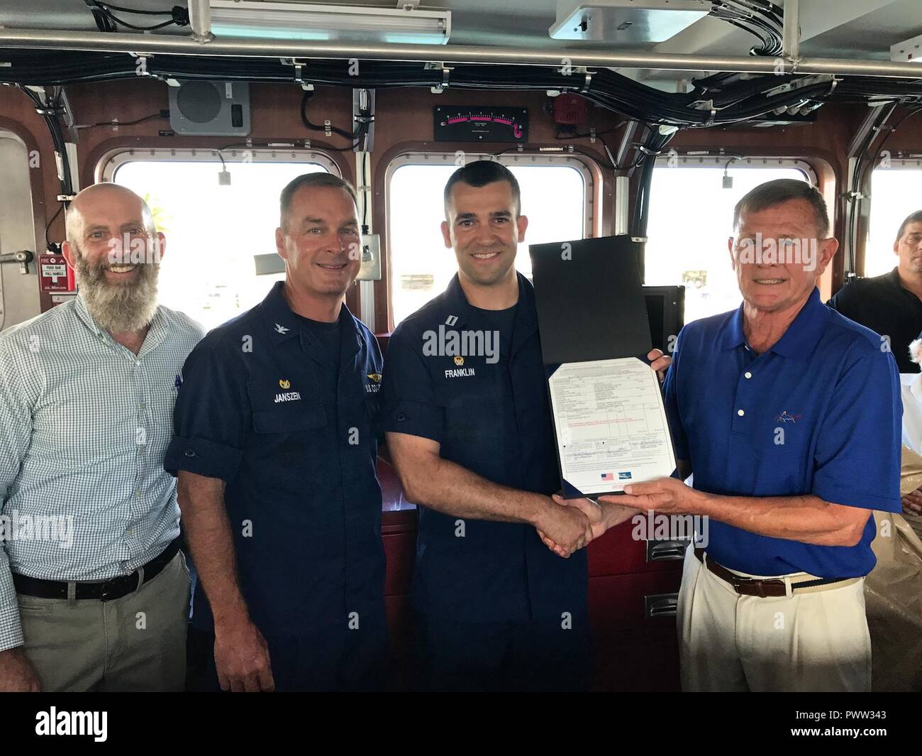 Lt. Kenneth Franklin, commanding officer, Coast Guard Cutter Oliver ...