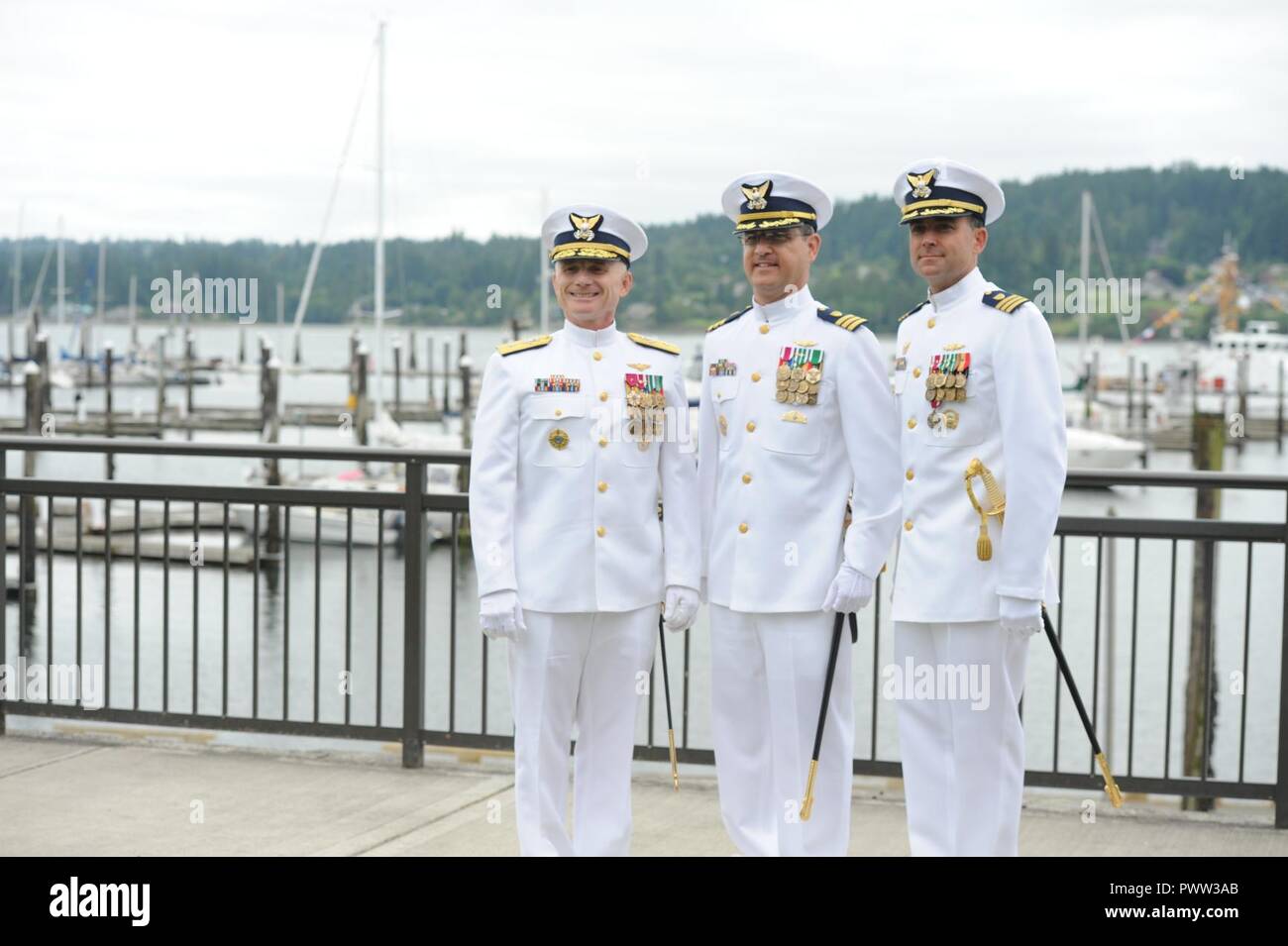 Rear Adm. David Throop(left), commander, Coast Guard 13th District ...