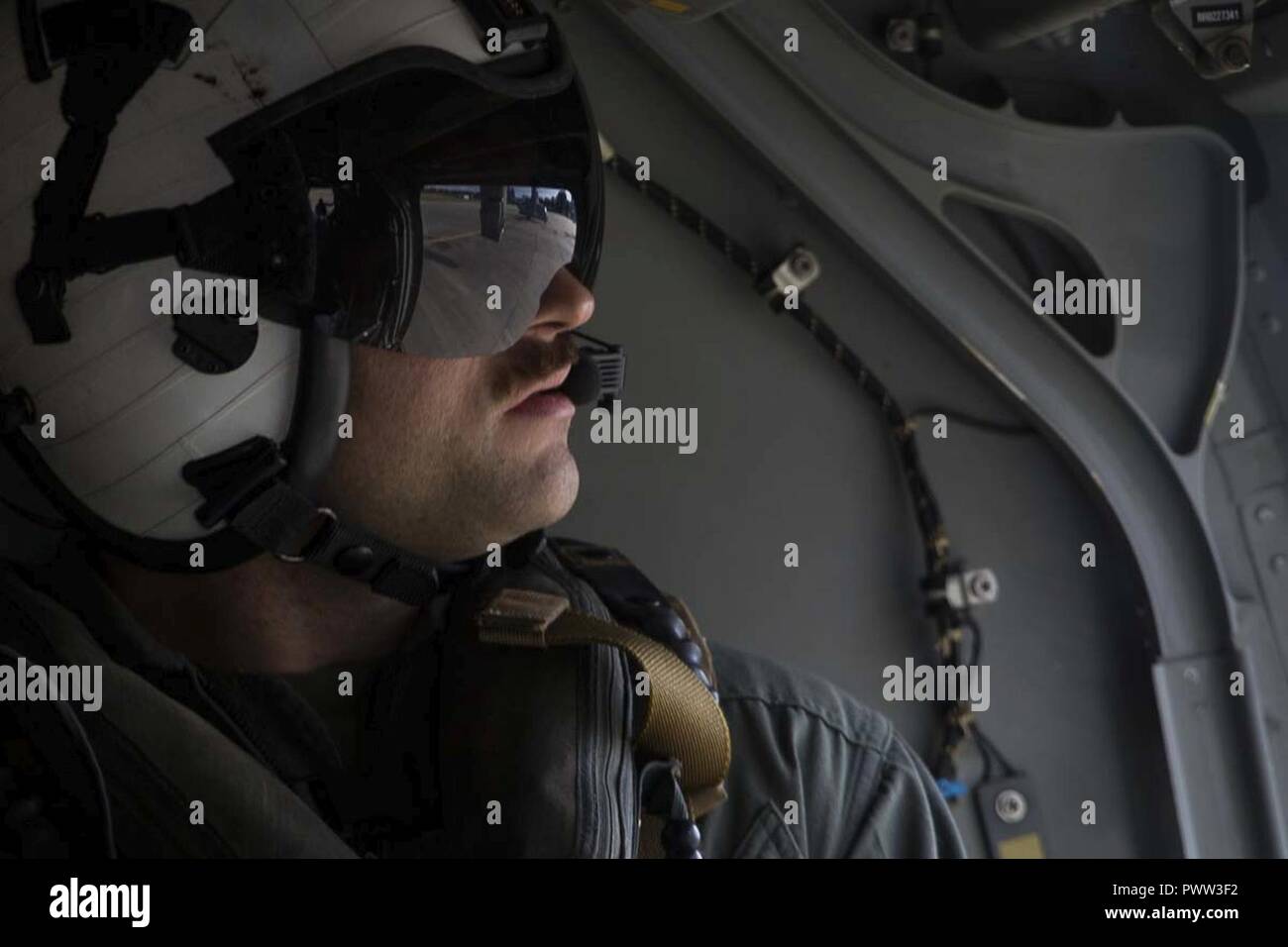 Sgt. Matthew Harmon, an MV-22B Osprey tiltrotor aircraft crew chief ...