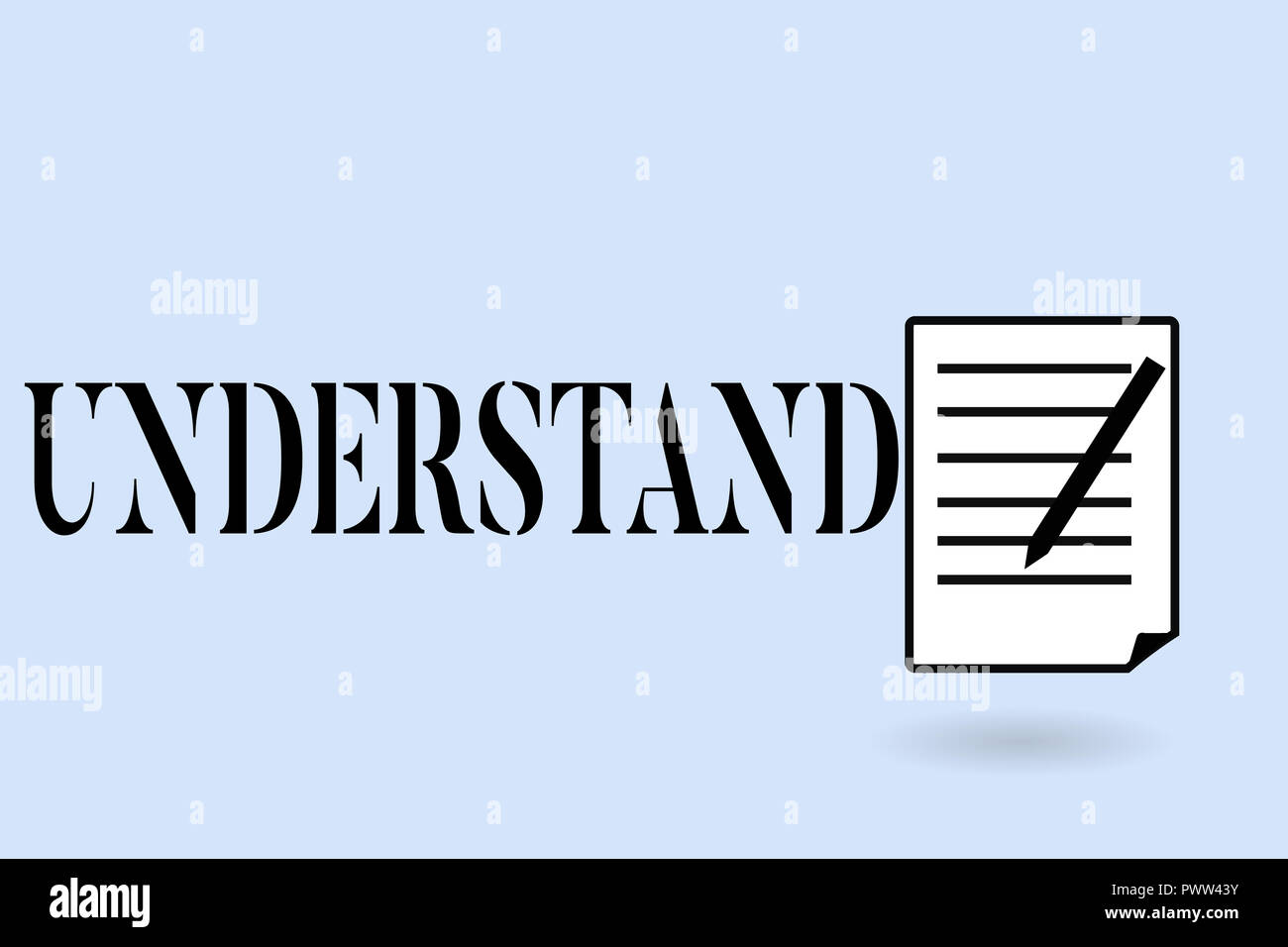 Handwriting text writing Understand. Concept meaning Perceive the ...