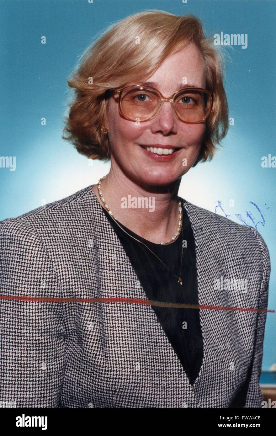 THIS IS A PHOTO OF JOAN WOLFE WITH HER GLASSES Stock Photo - Alamy