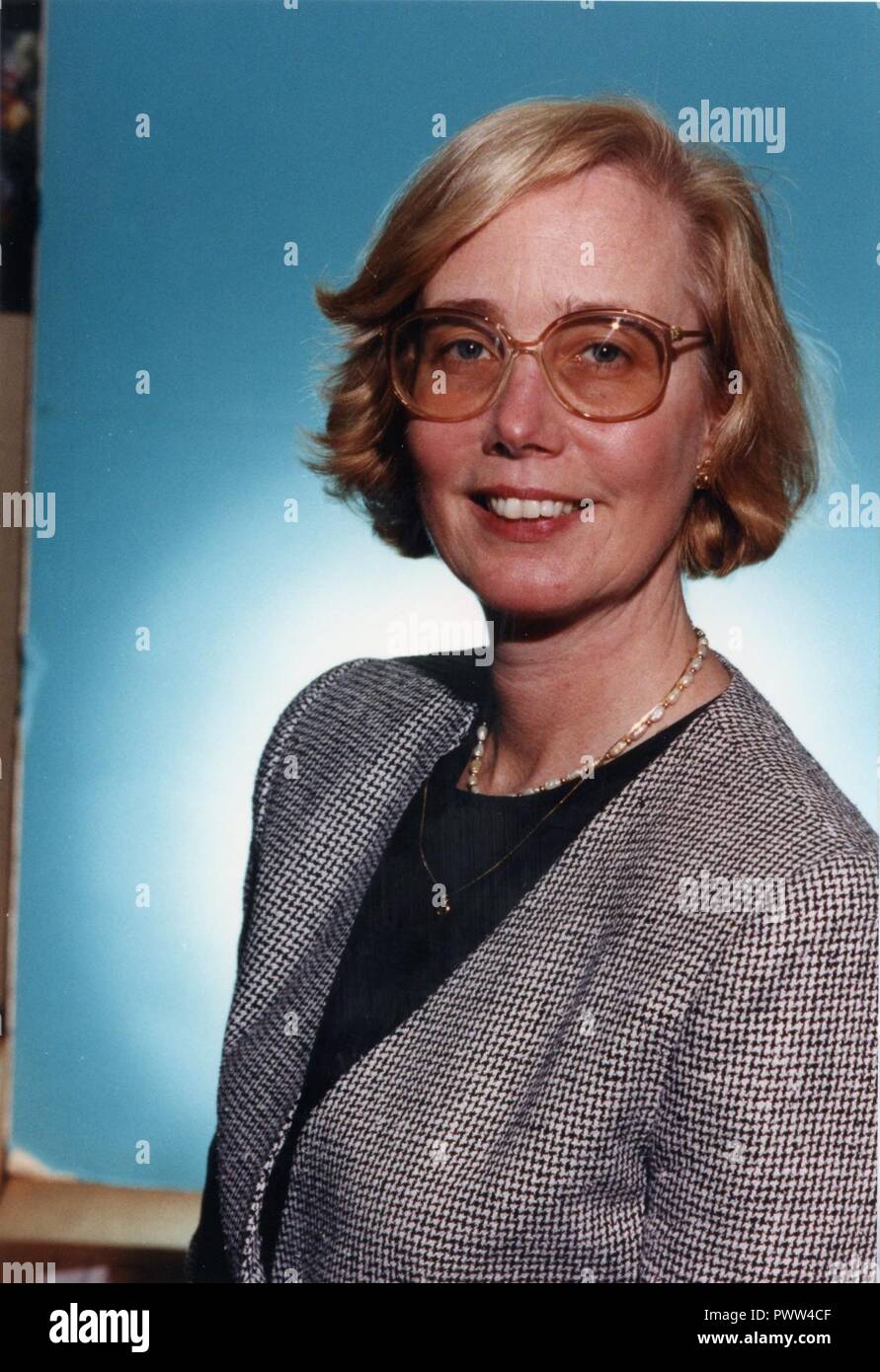 THIS IS A PHOTO OF JOAN WOLFE SMILING WITH HER GLASSES ON Stock Photo ...