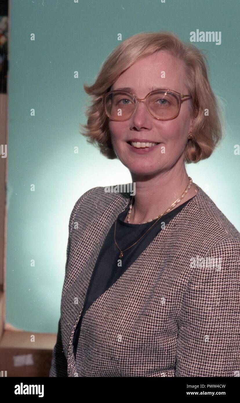 THIS IS A PHOTO OF JOAN WOLFE SMILING WITH HER GLASSES ON Stock Photo ...