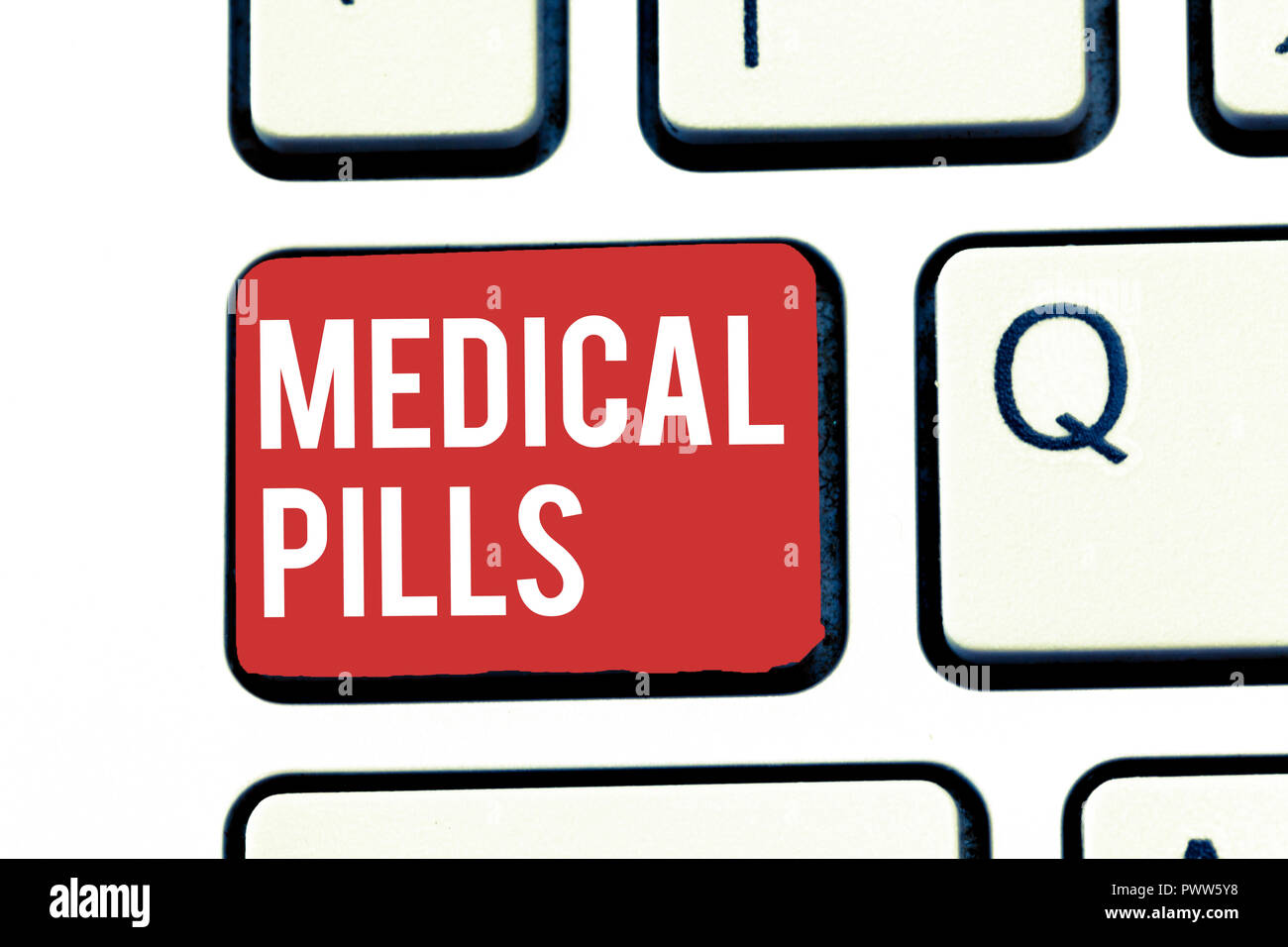 Handwriting text writing Medical Pills. Concept meaning Drug used to ...