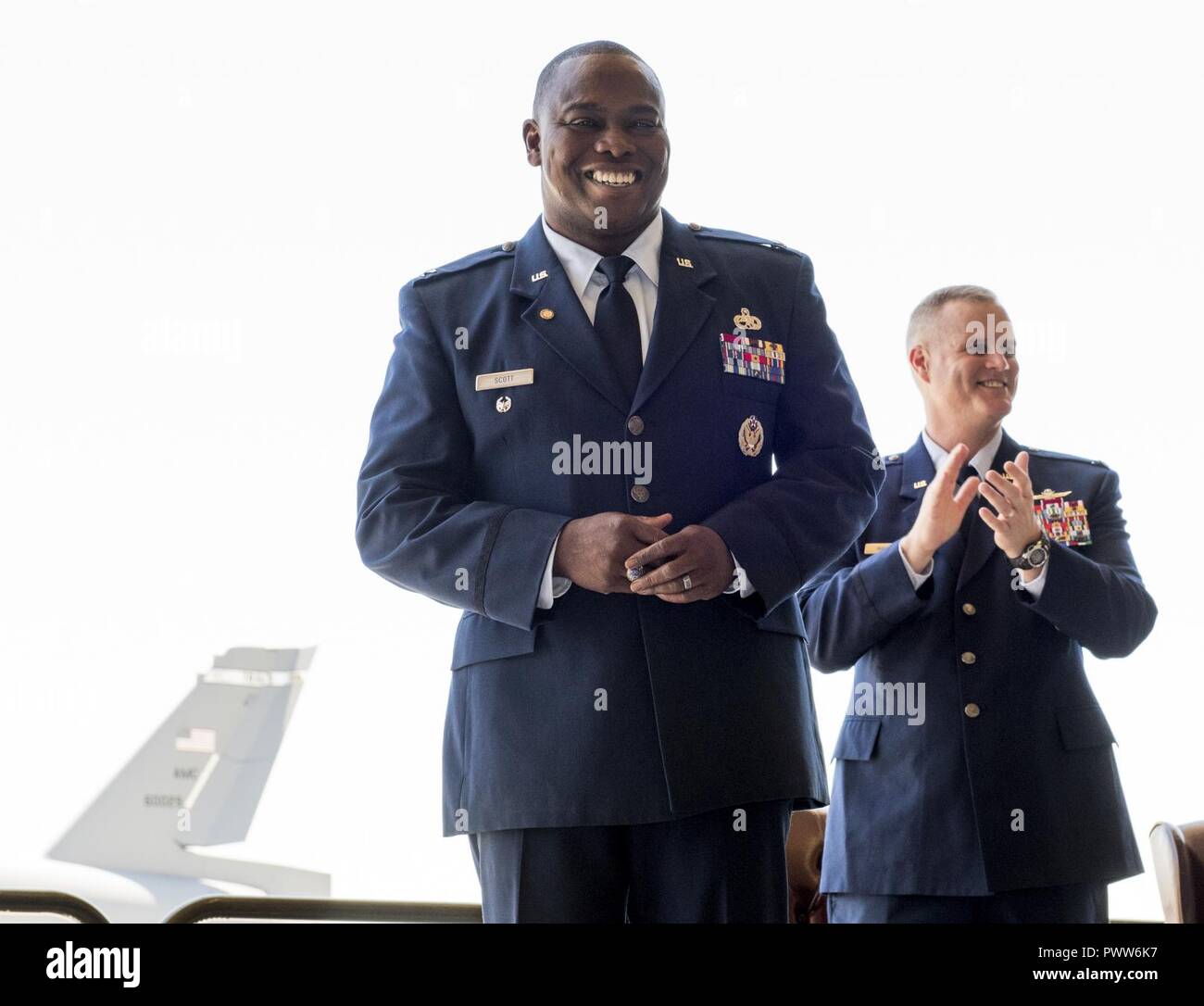 With three heavy-lift airships serving as a backdrop, family, friends ...
