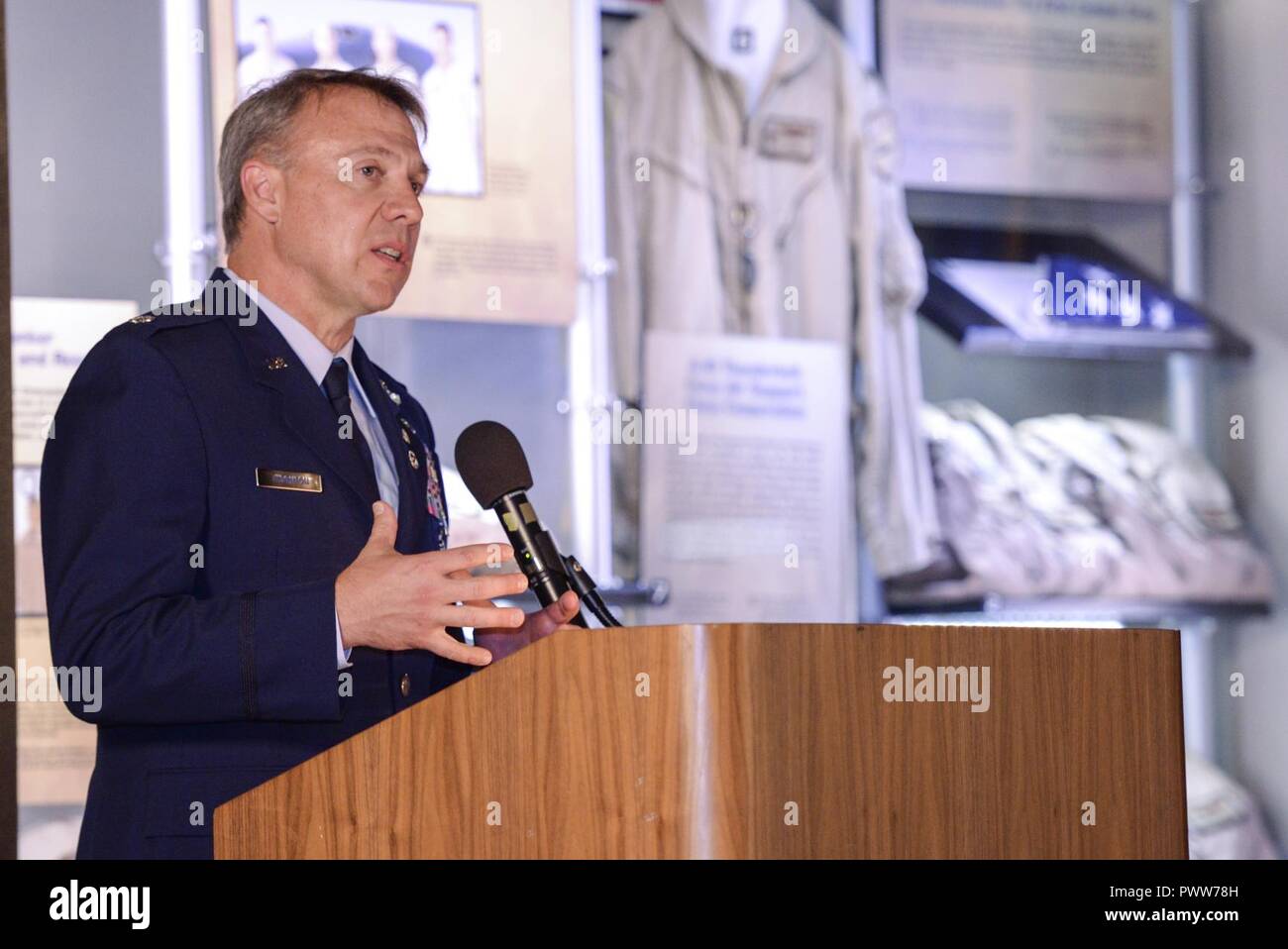 Retired Air Force Lt. Col. Gregory Thornton provides remarks after ...