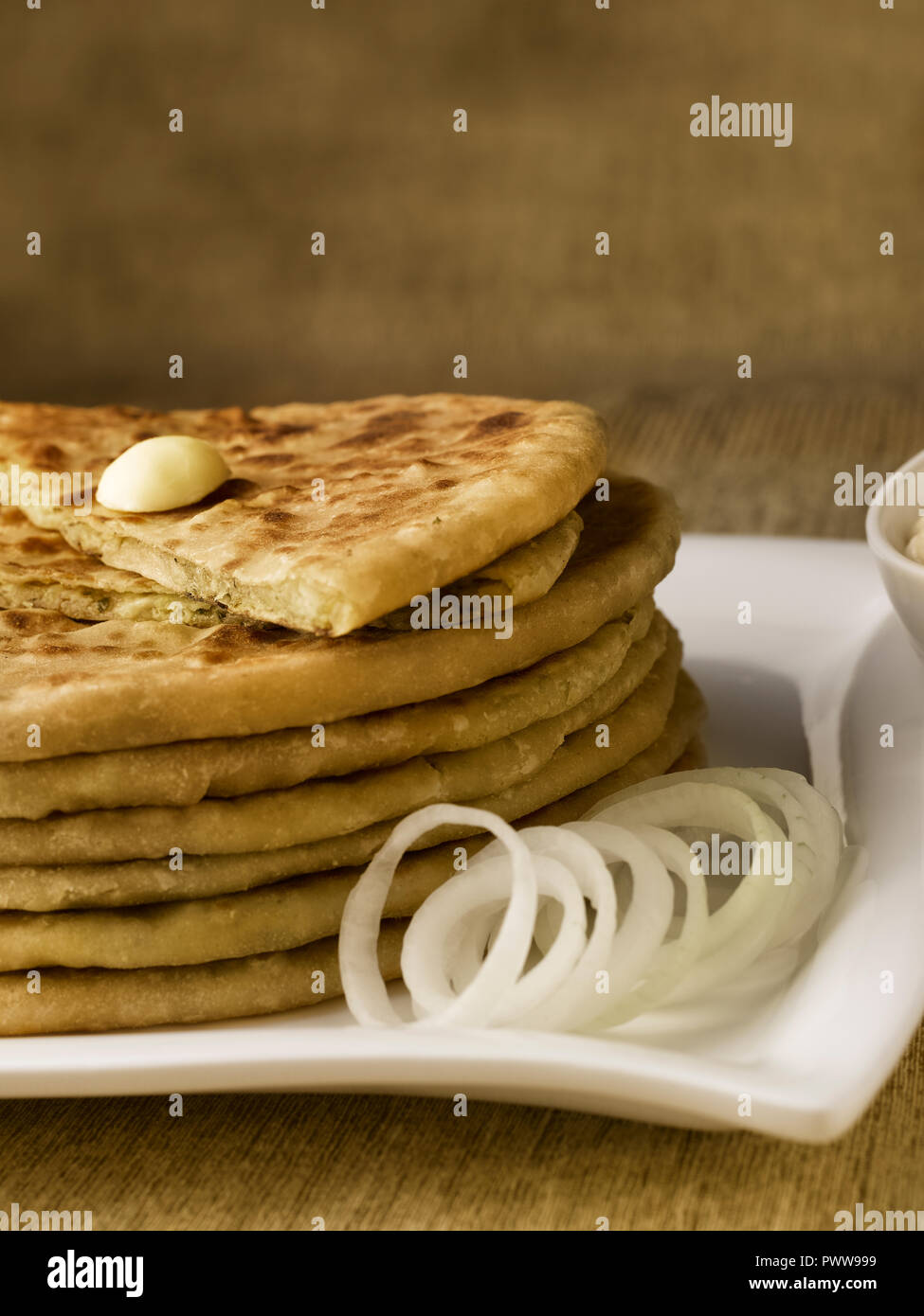 STUFFED PARATHAS / INDIAN BREAD STUFFED WITH VEGETABLE FILLING. SERVED ...