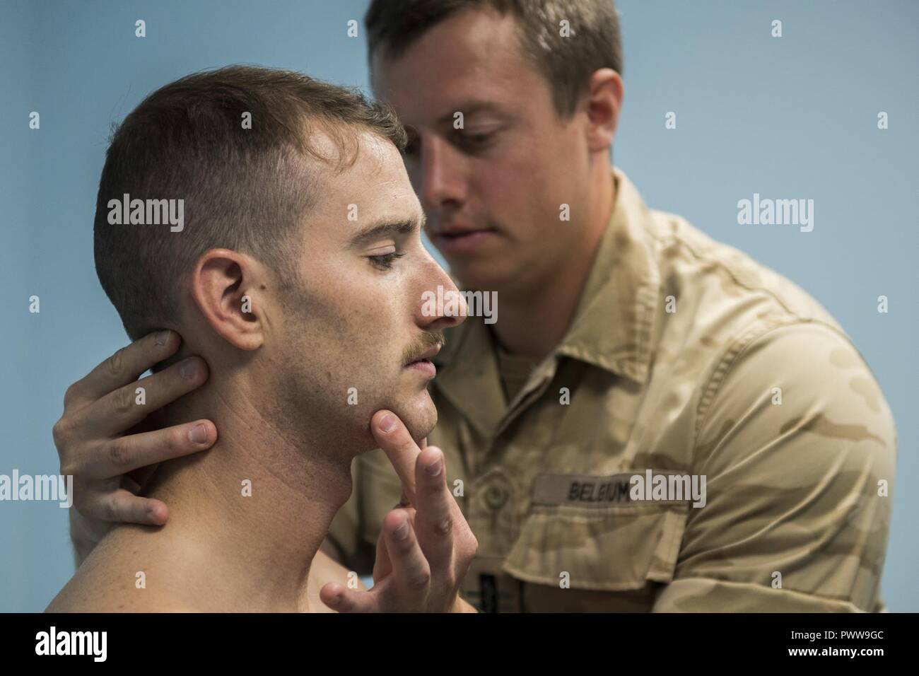 Belgian Medical Component 1st Lt. Olivier, a physical therapist ...