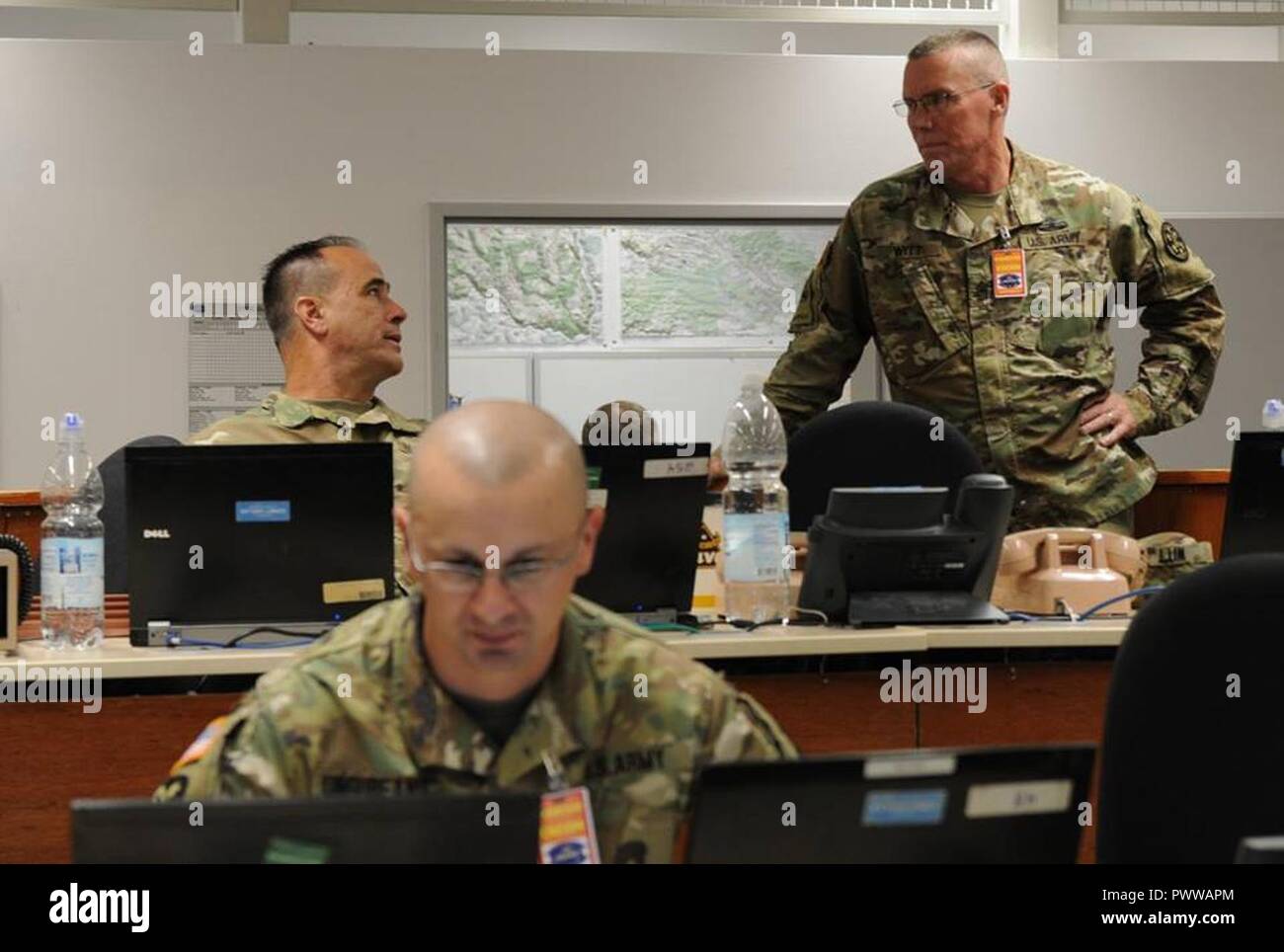 115th RSG commander Col. Bruce Balzano, left, talks to Command Sgt. Maj ...