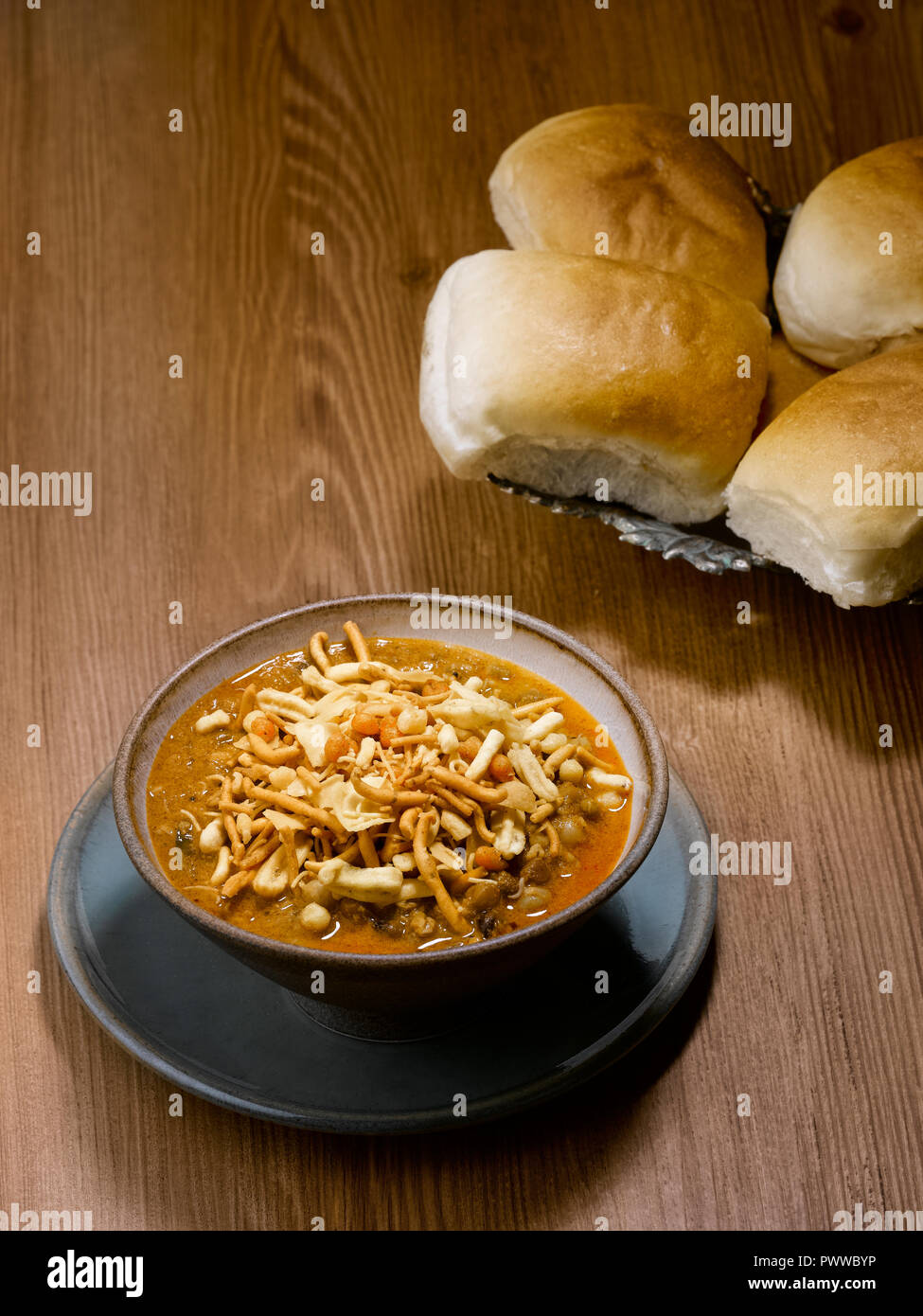 USAL PAV, A MAHARASHTIAN SAVOURY AND SPICY SNACK MADE WITH PULSES AND ...