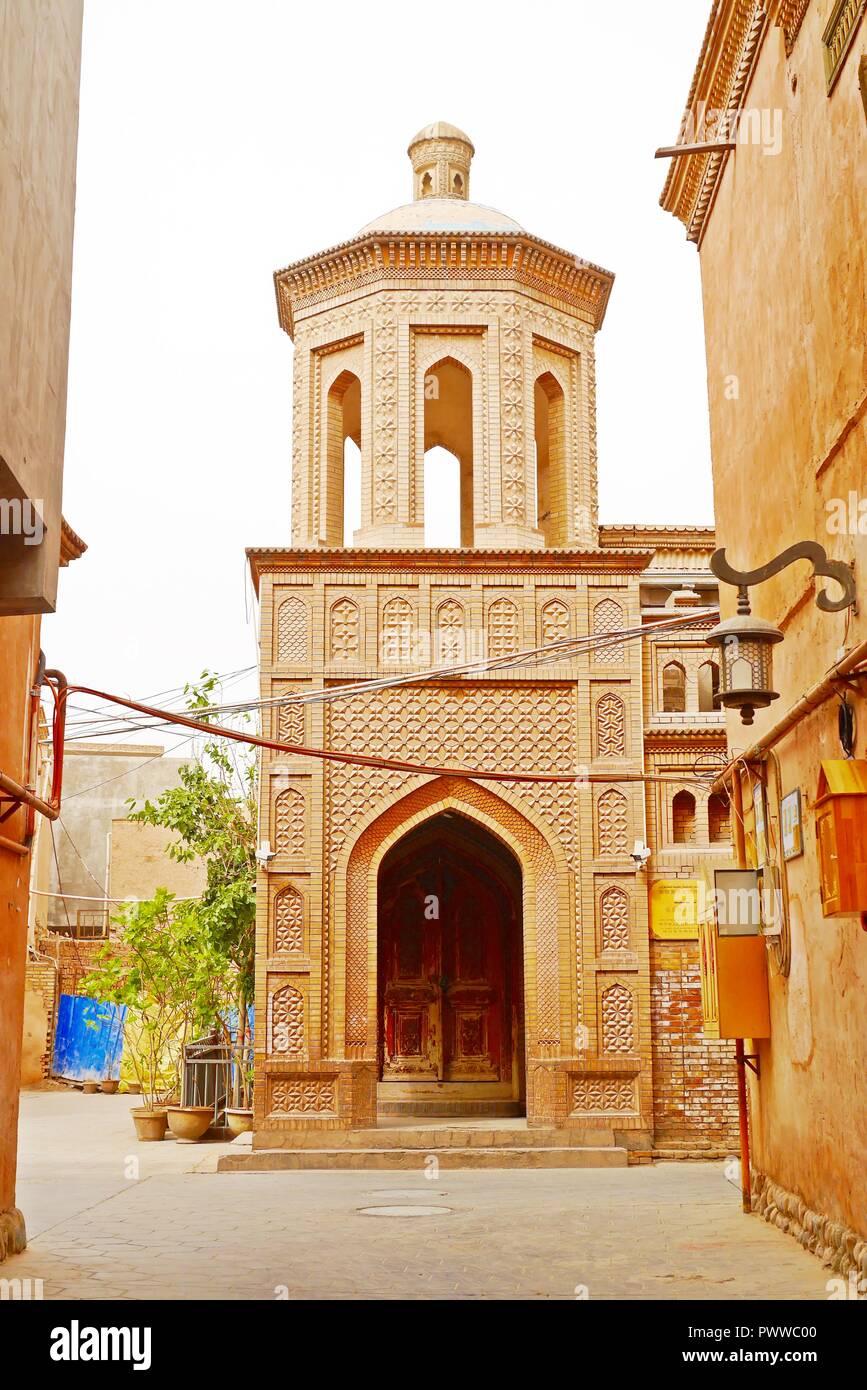 Street view of renovated buildings in Kashgar Ancient Town, Xinjiang ...