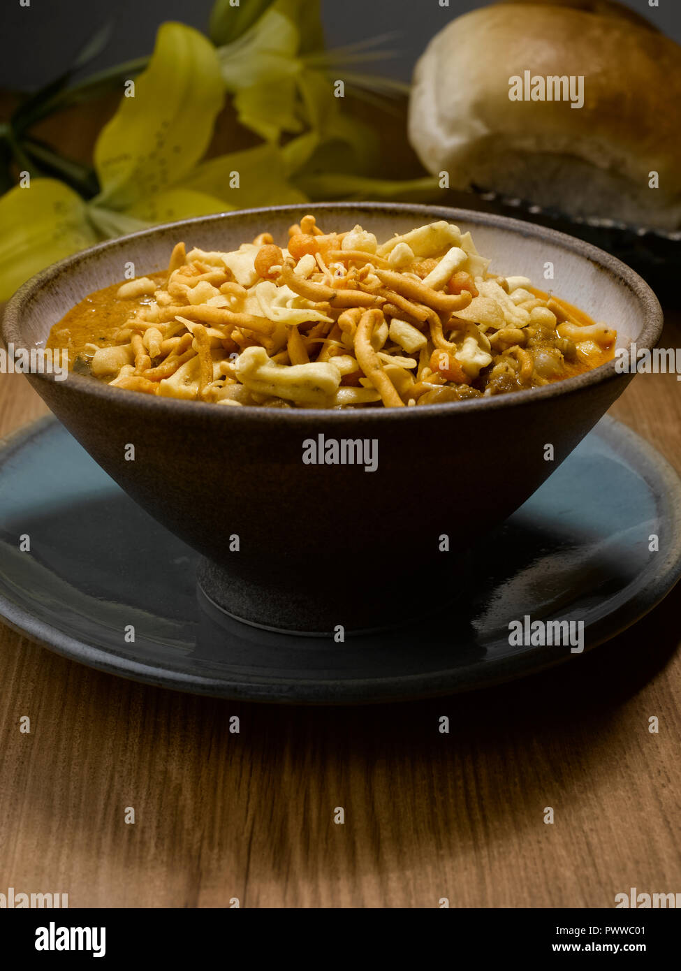 USAL PAV, A MAHARASHTIAN SAVOURY AND SPICY SNACK MADE WITH PULSES AND ...