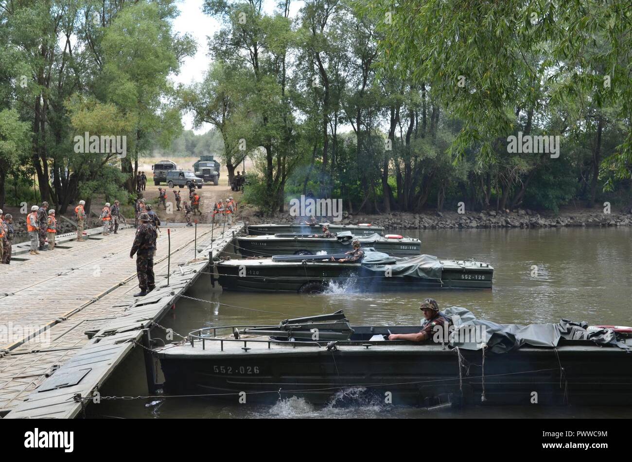 GYOR, Hungary — A PMP floating bridge, employed by 837th Brigade ...