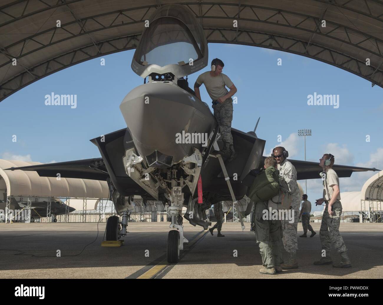 Airmen from the 33rd Aircraft Maintenance Squadron prepare an F-35A ...