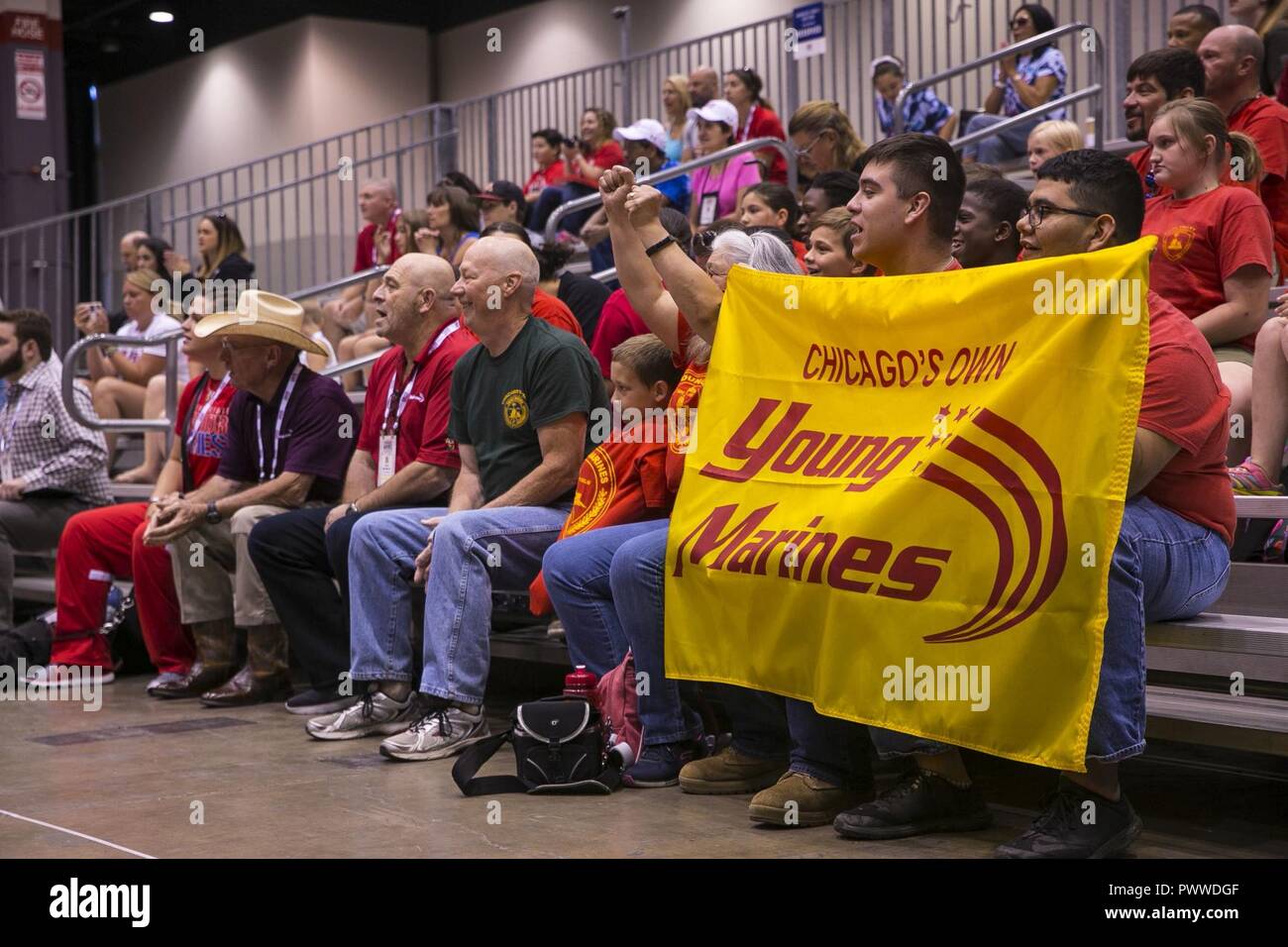 The Fox Valley Young Marines cheer on Team Marine Corps during the 2017 ...