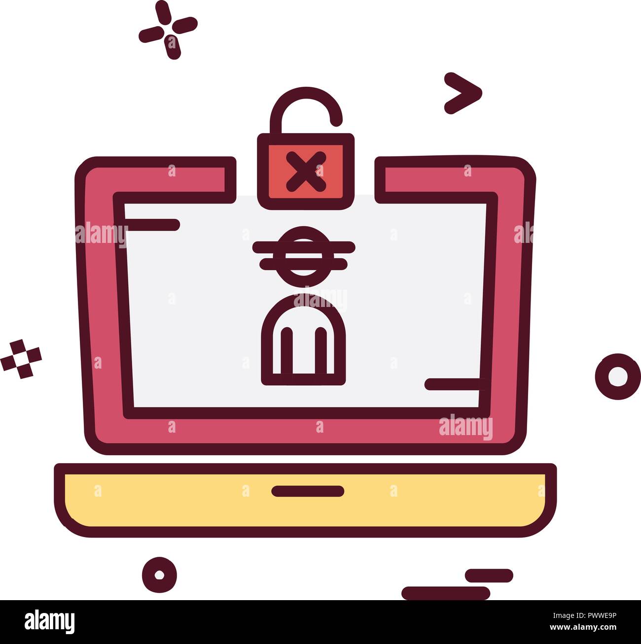 Virus detected computer sign concept alert piracy security Stock Vector ...