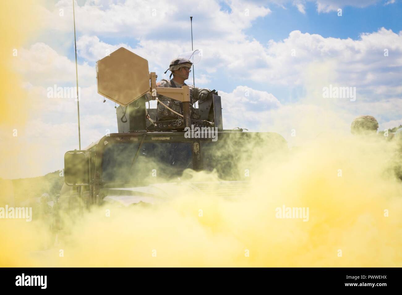 A U.S. Soldier of 82nd Airborne Division utilizes a Long Range Acoustic ...