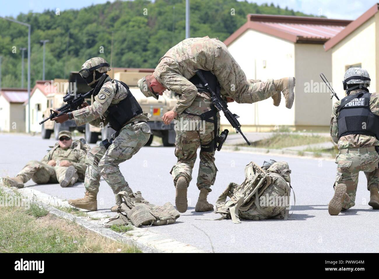 A Military Police member of the 591st MP Company, out of Fort Bliss ...