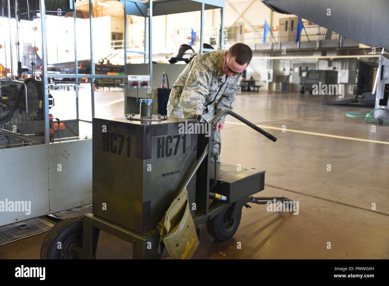 Airman John Strickland, 364th Training Squadron aircraft hydraulics ...