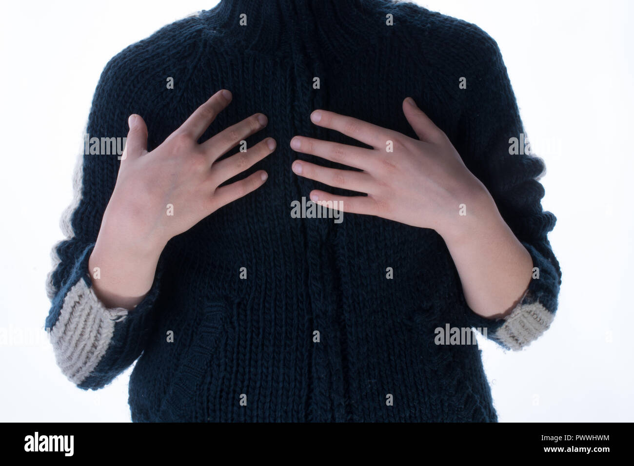 Hand making a gesture on a white background Stock Photo - Alamy