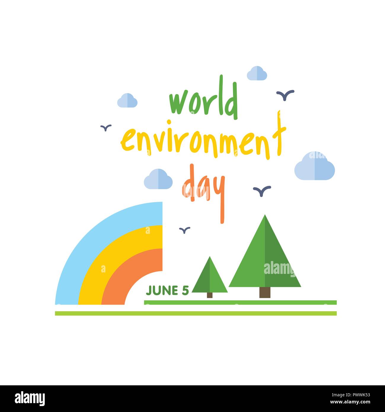 World Environment day card with light background and typography Stock ...