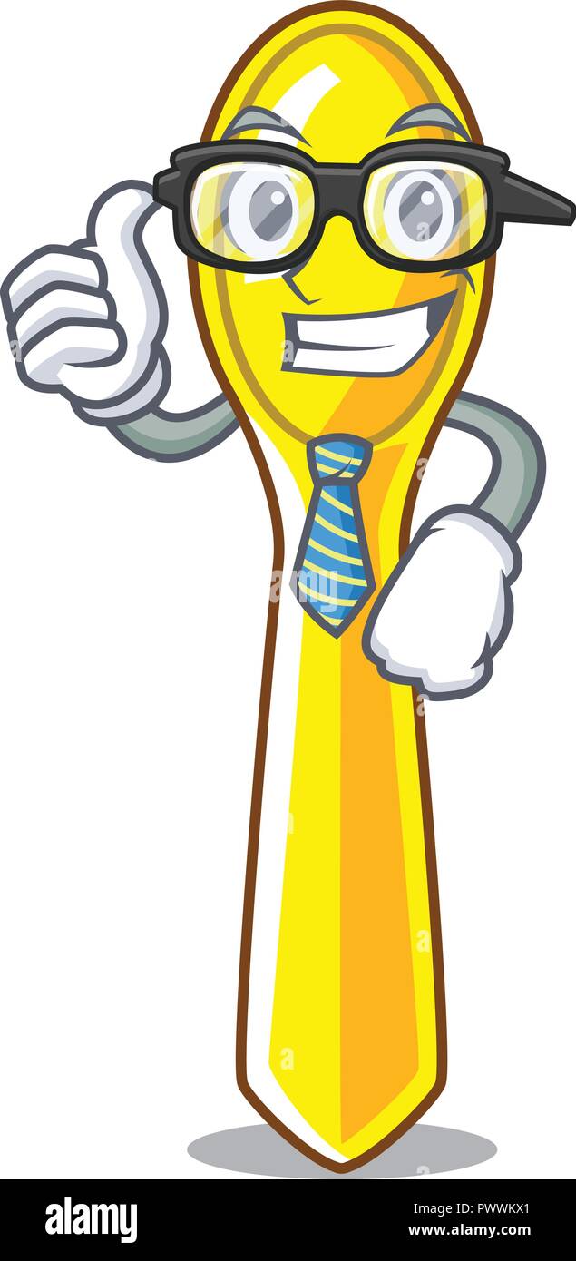 Businessman cartoon plastic spoon on dining table vector illustration ...