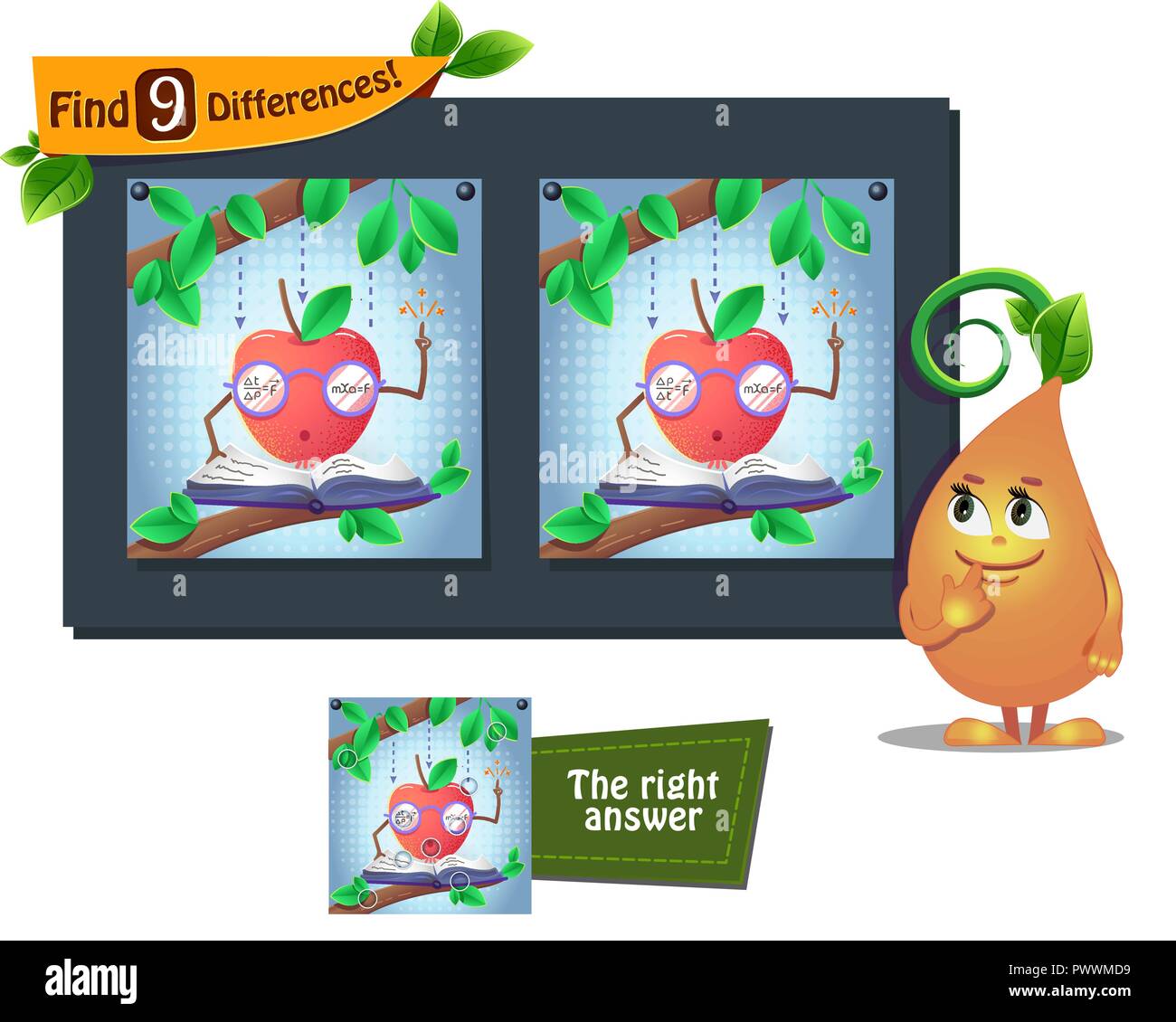 visual game for children and adults. Task to find 9 differences Stock ...