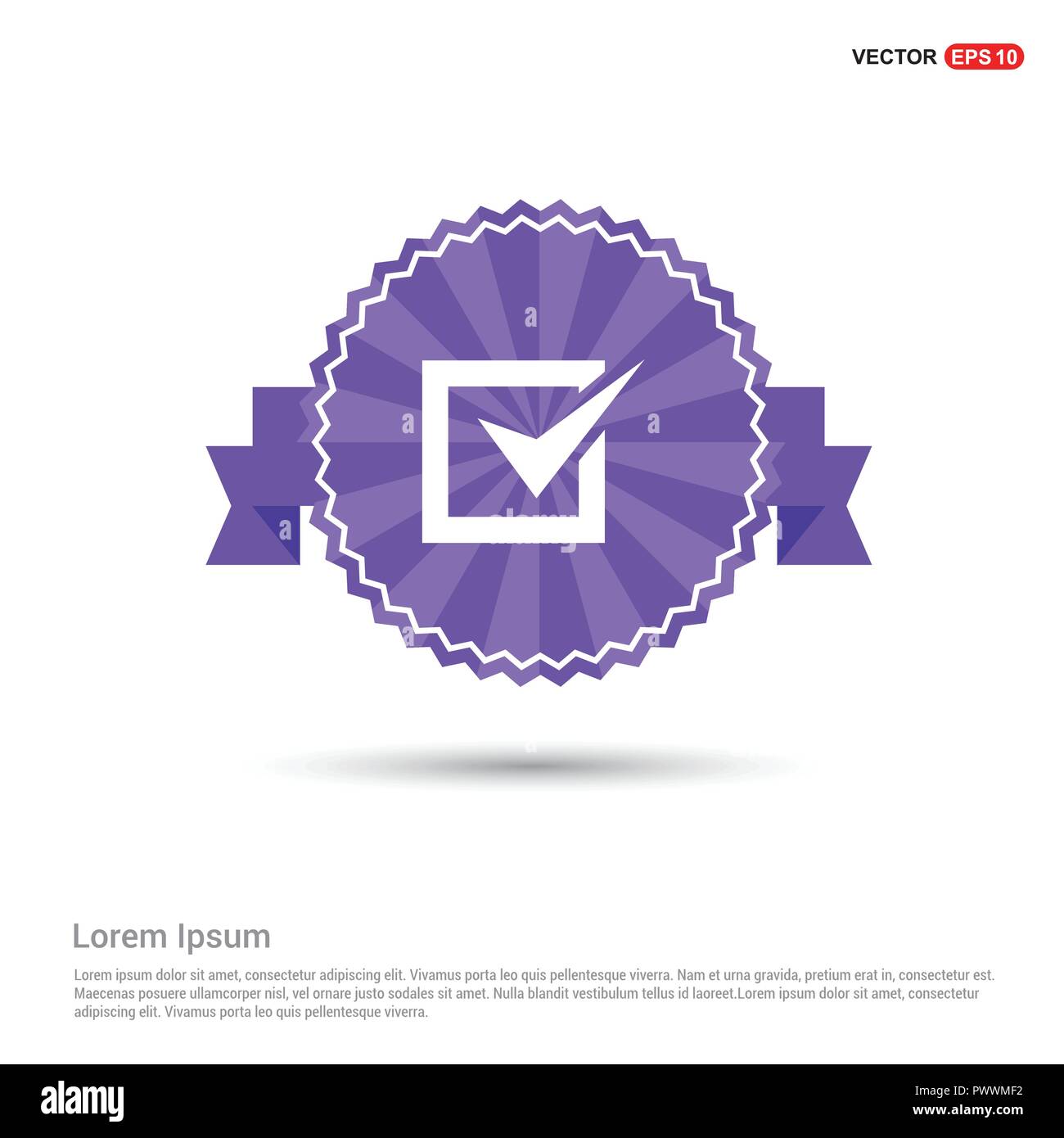 Tick icon - Purple Ribbon banner Stock Vector Image & Art - Alamy