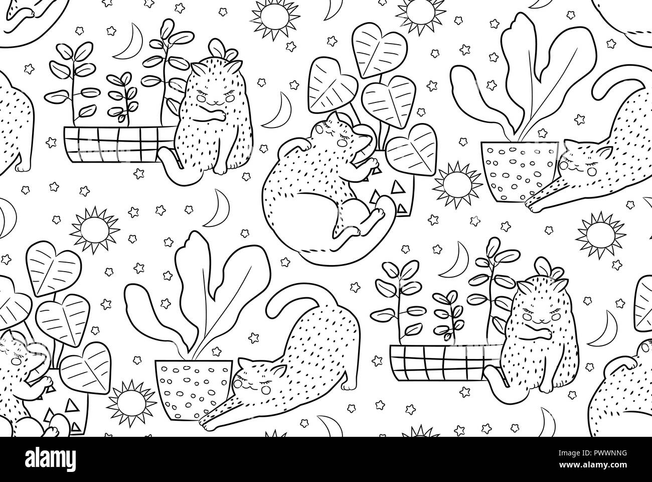 Cat outline coloring book hi-res stock photography and images - Alamy