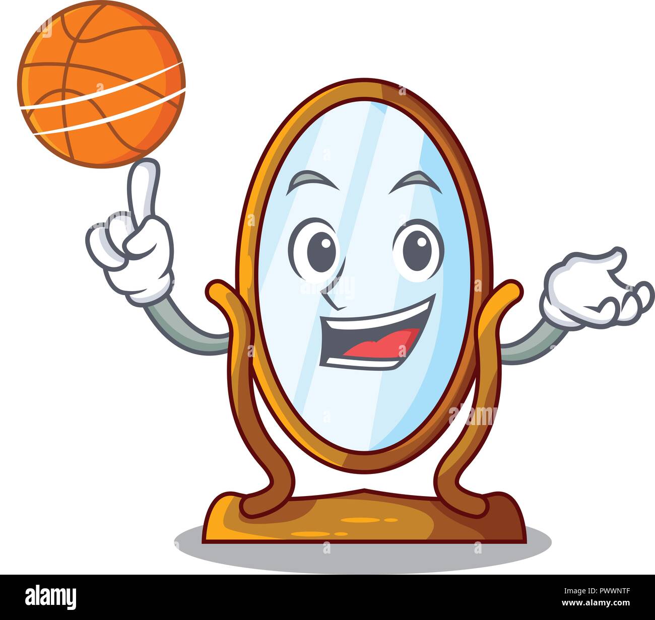 With basketball character big mirror in beautiful frame Stock Vector ...