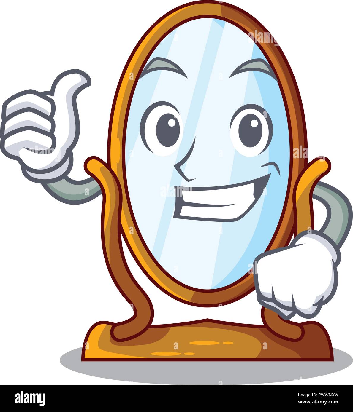 Thumbs up big cartoon mirror in wooden frame Stock Vector Image & Art ...