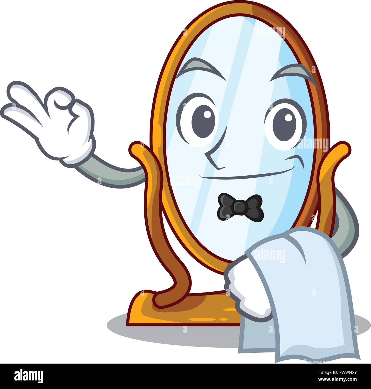 Waiter cartoon big antique mirror in frame Stock Vector Image & Art - Alamy
