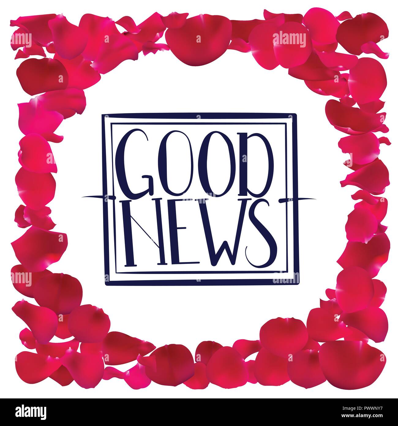 Good news. Calligraphy writing. Pink color. Vector illustration. Rose ...