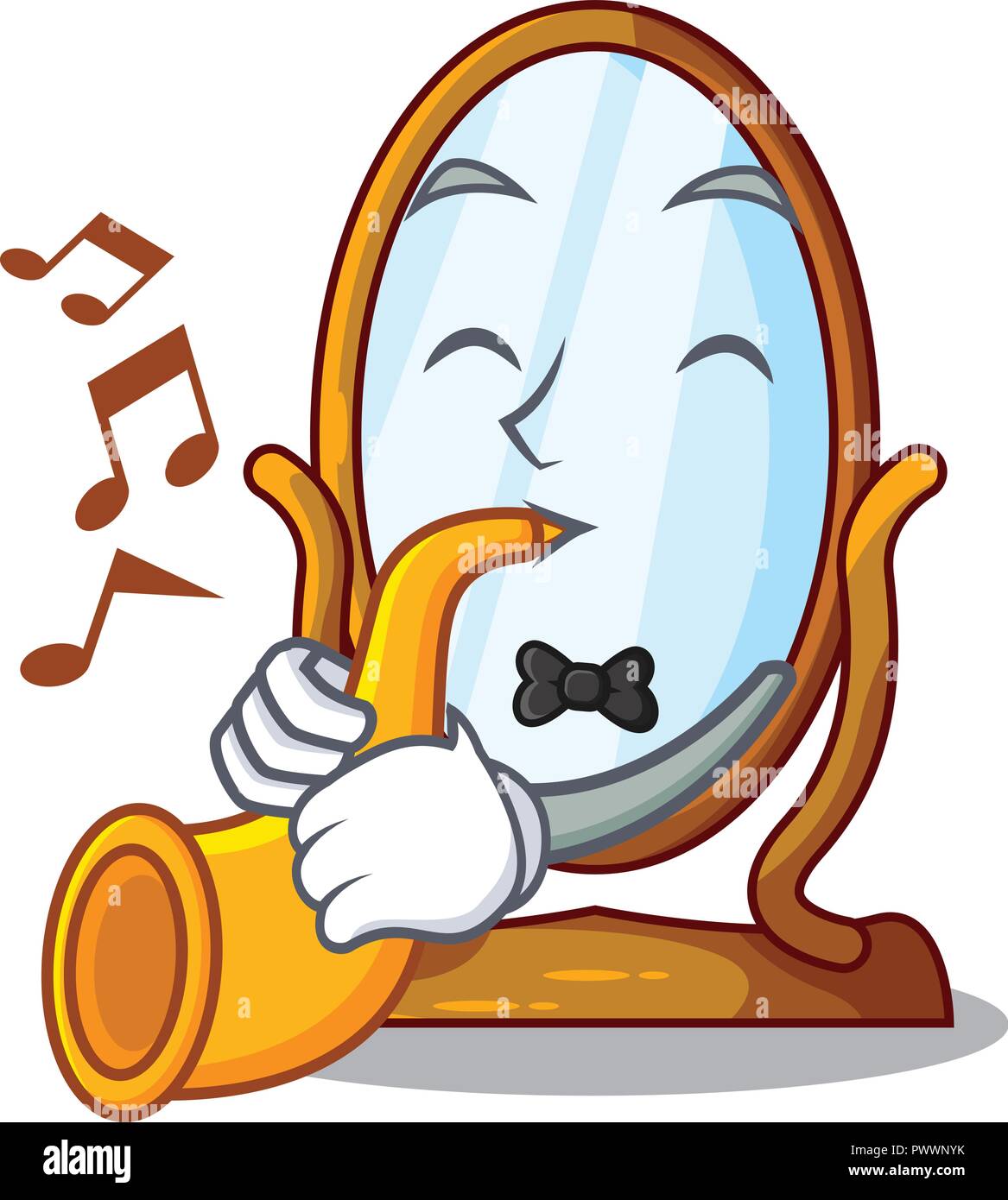 With trumpet cartoon big antique mirror in frame Stock Vector Image ...