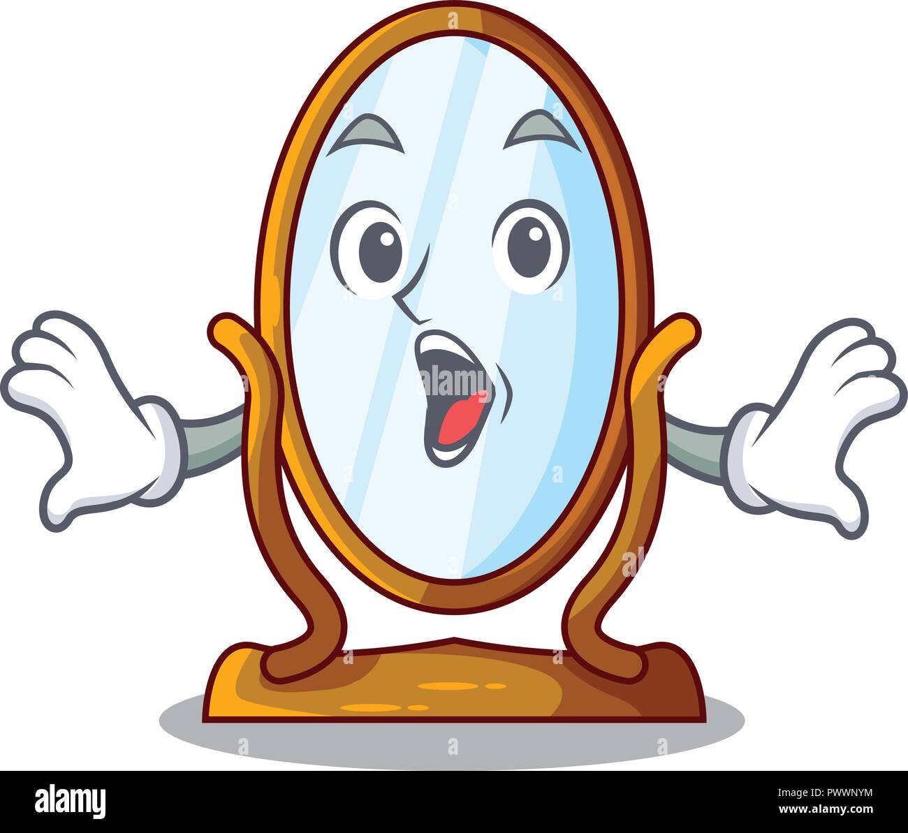 Surprised cartoon big antique mirror in frame Stock Vector Image & Art ...