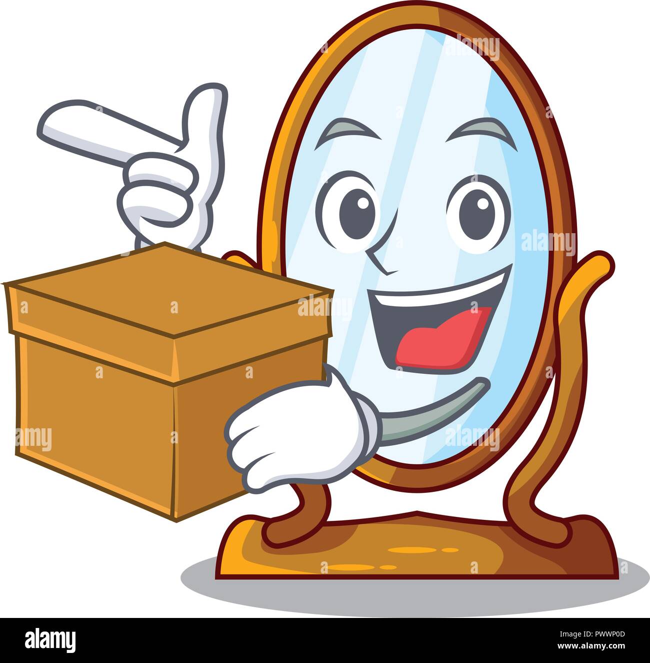 With box big cartoon mirror in wooden frame Stock Vector Image & Art ...