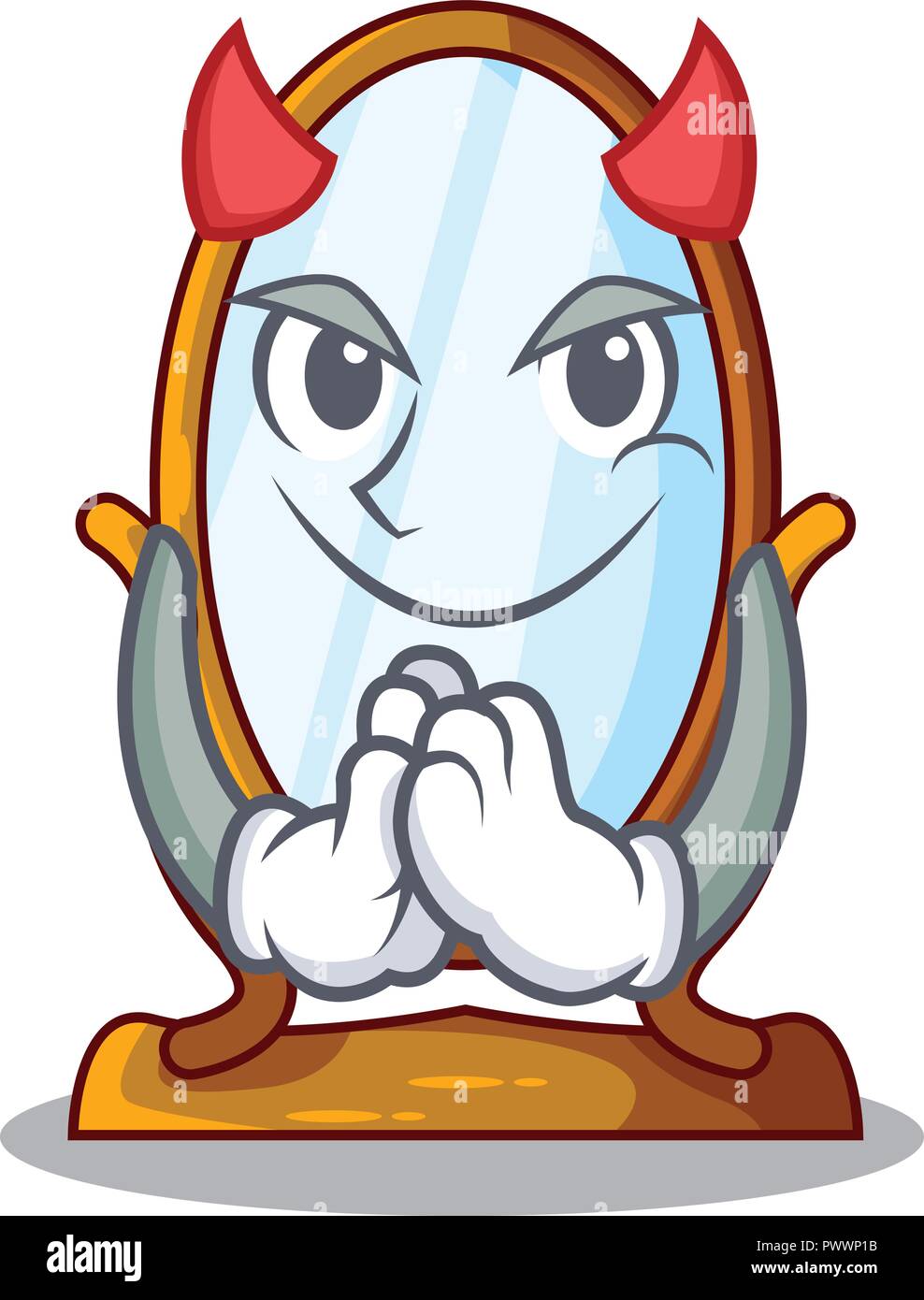 Devil cartoon big antique mirror in frame Stock Vector Image & Art - Alamy